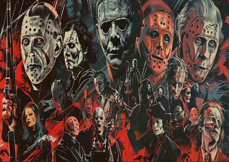 Horror Movie Characters Collage